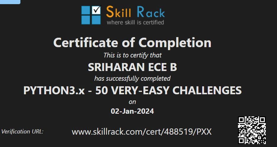 Sriharan R. M. on LinkedIn: #python #skillrack #programmingchallenges Sriharan R. M. on LinkedIn: #python #skillrack #programmingchallenges