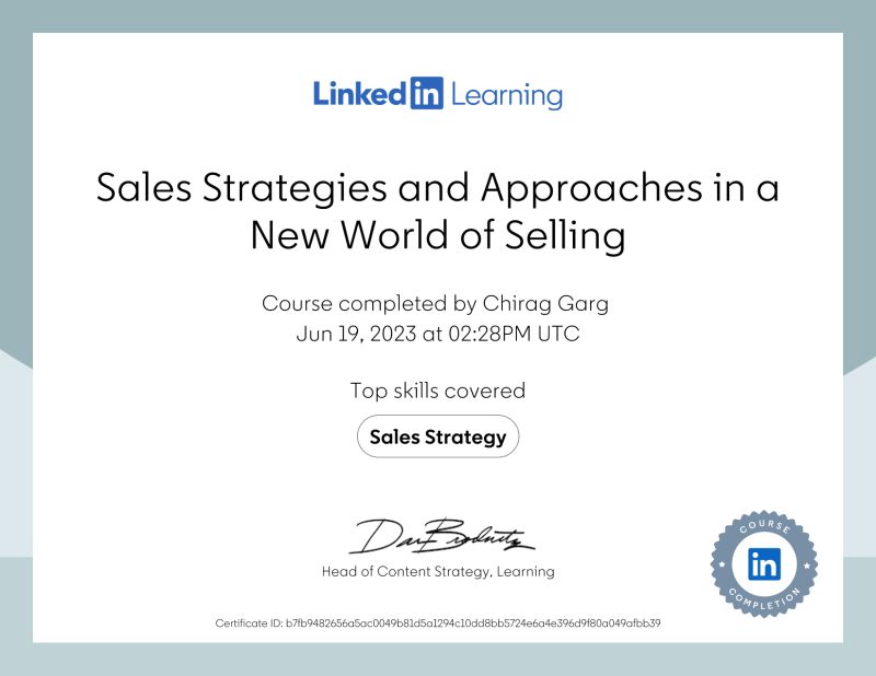 Chirag Garg on LinkedIn: Certificate of Completion Chirag Garg on LinkedIn: Certificate of Completion