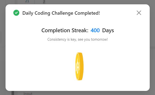 Finished 400-day LeetCode streak! | Karthik J posted on the topic ... Finished 400-day LeetCode streak! | Karthik J posted on the topic ...