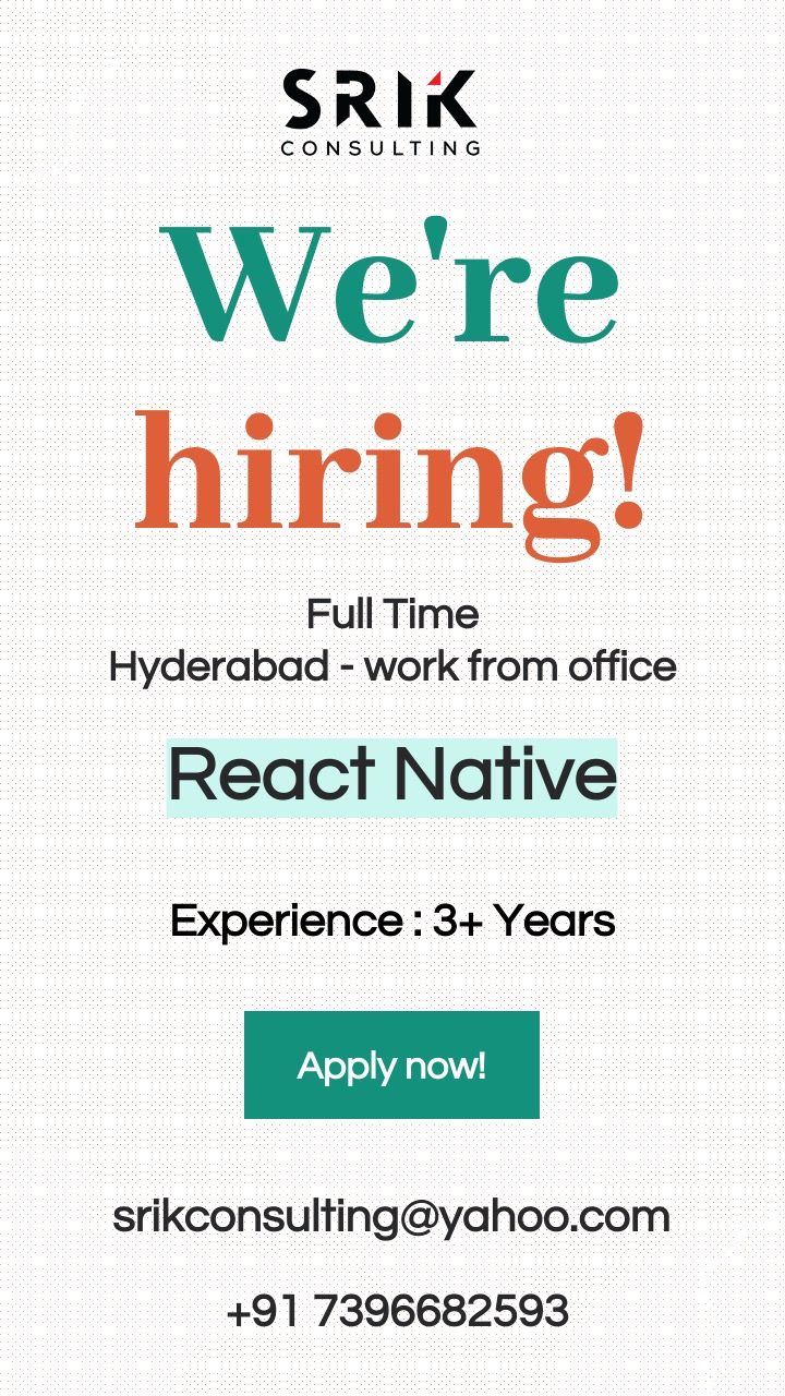 SRIK Consulting Services Pvt Ltd on LinkedIn: #reactnative #react # ... SRIK Consulting Services Pvt Ltd on LinkedIn: #reactnative #react # ...