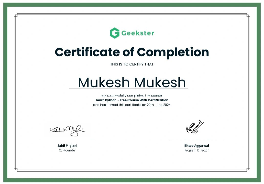 Mukesh padigela on LinkedIn: Python from geekster Mukesh padigela on LinkedIn: Python from geekster
