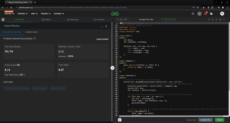 Robin Poonia on LinkedIn: ## Efficiently Merging K Sorted Arrays 🚀 When ... Robin Poonia on LinkedIn: ## Efficiently Merging K Sorted Arrays 🚀 When ...