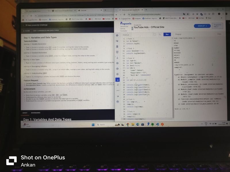 Ankan Mandal on LinkedIn: completed Day-1 of 30 days Javascript ... Ankan Mandal on LinkedIn: completed Day-1 of 30 days Javascript ...