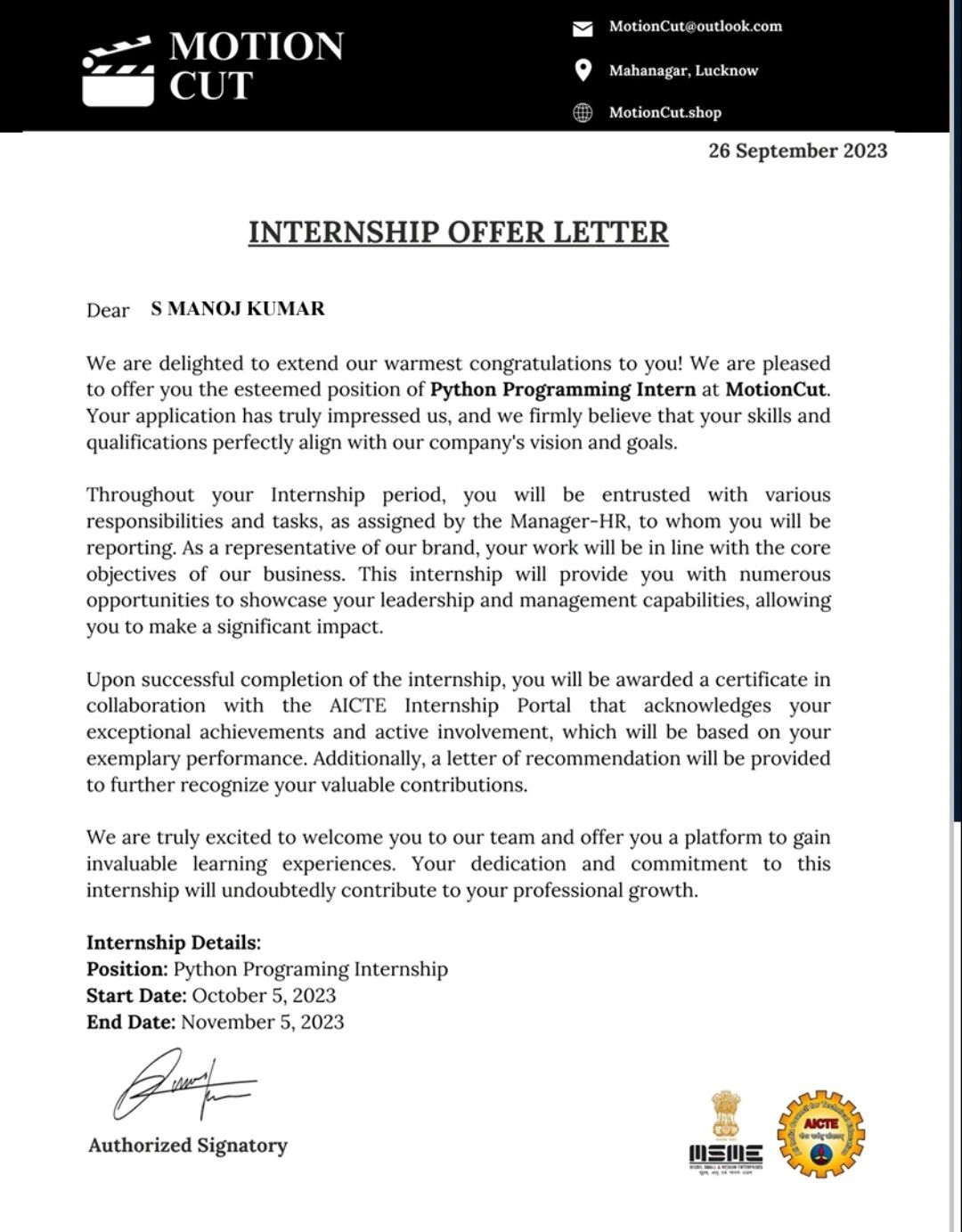 Manoj Kumar on LinkedIn: #motioncut #pythonprogramming #internship Manoj Kumar on LinkedIn: #motioncut #pythonprogramming #internship