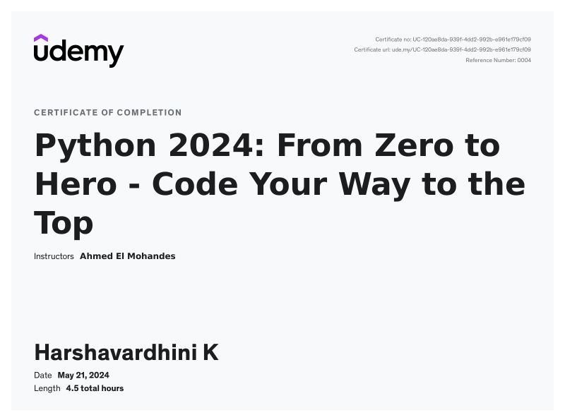 Harshavardhini Karuppiah on LinkedIn: #python #coding #udemy # ... Harshavardhini Karuppiah on LinkedIn: #python #coding #udemy # ...