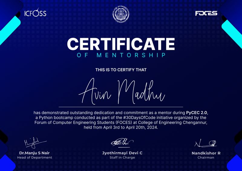 Avin Madhu on LinkedIn: #foces #python #pycec20 #30daysofcode Avin Madhu on LinkedIn: #foces #python #pycec20 #30daysofcode