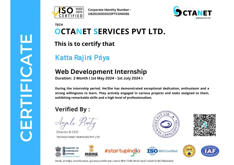 Rajini Priya Katta on LinkedIn: #octanet Rajini Priya Katta on LinkedIn: #octanet