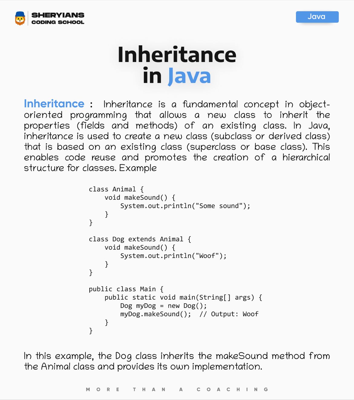 Sheryians Coding School on LinkedIn: #java #inheritance #codereuse # ... Sheryians Coding School on LinkedIn: #java #inheritance #codereuse # ...