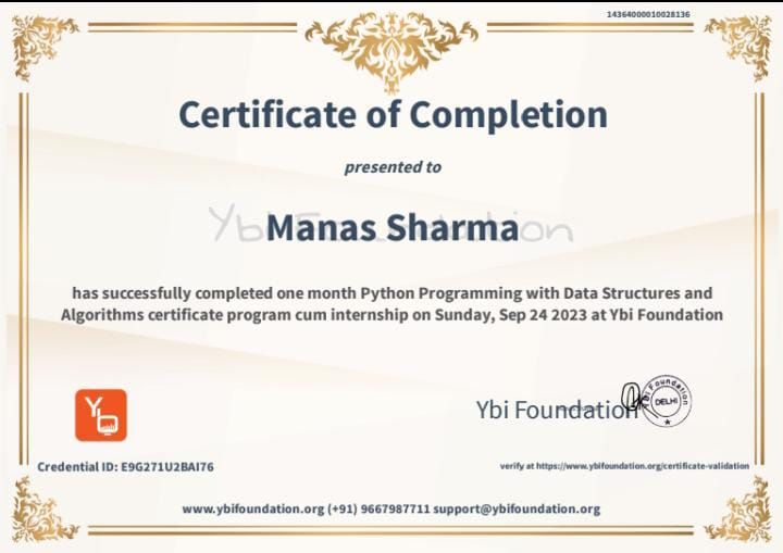 Manas Sharma on LinkedIn: #ybi #python #programming Manas Sharma on LinkedIn: #ybi #python #programming