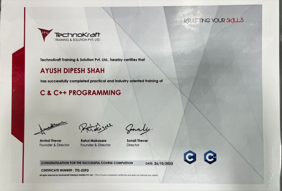 Ayush Shah on LinkedIn: Completed course for C & Cpp programming language. Ayush Shah on LinkedIn: Completed course for C & Cpp programming language.