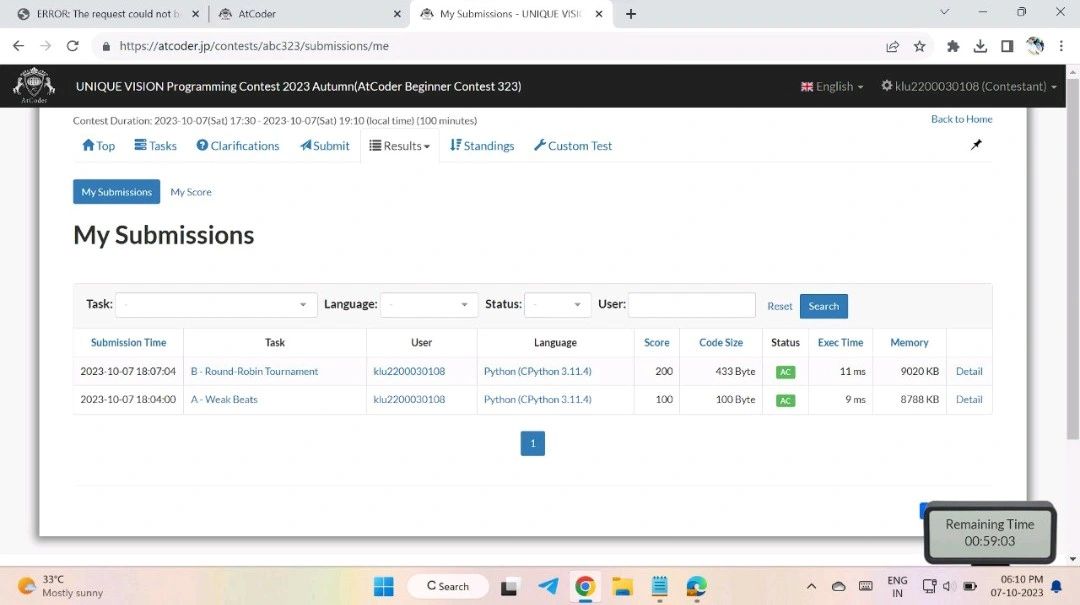 Dhanush Bondu on LinkedIn: Hello Connections I has participated AtCoder ... Dhanush Bondu on LinkedIn: Hello Connections I has participated AtCoder ...