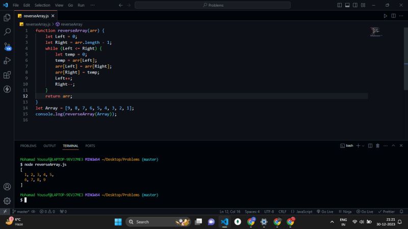 Day 8 of #100DaysOfCode challenge: reversing an array | Riffat Yousf ... Day 8 of #100DaysOfCode challenge: reversing an array | Riffat Yousf ...