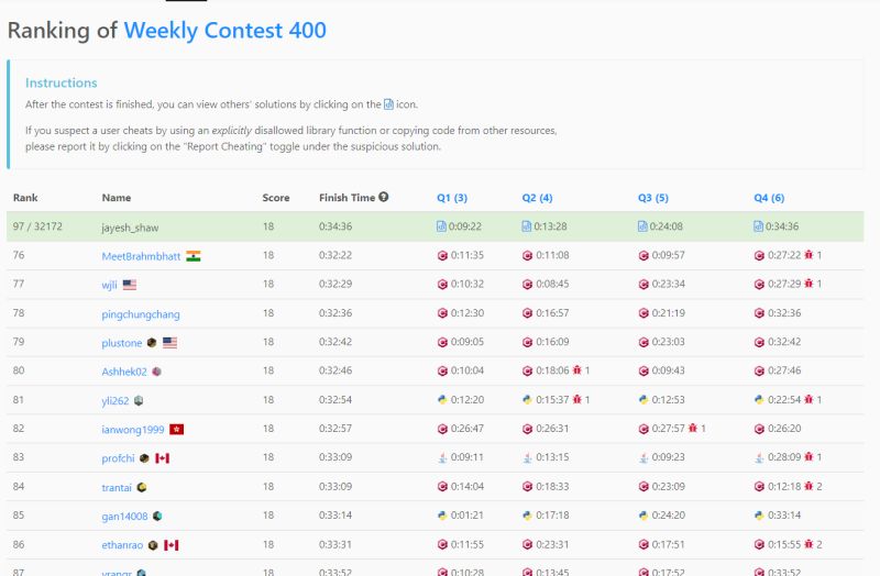 Jayesh Kumar Shaw 🇮🇳 on LinkedIn: #leetcode #weekly #contest #dsa Jayesh Kumar Shaw 🇮🇳 on LinkedIn: #leetcode #weekly #contest #dsa