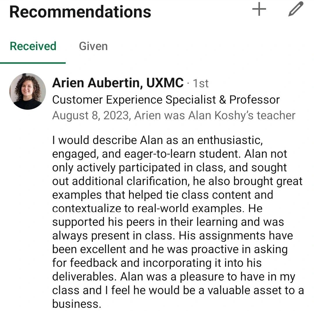 Alan Koshy Mathew on LinkedIn: Thank you professor Arien Aubertin, UXMC ... Alan Koshy Mathew on LinkedIn: Thank you professor Arien Aubertin, UXMC ...