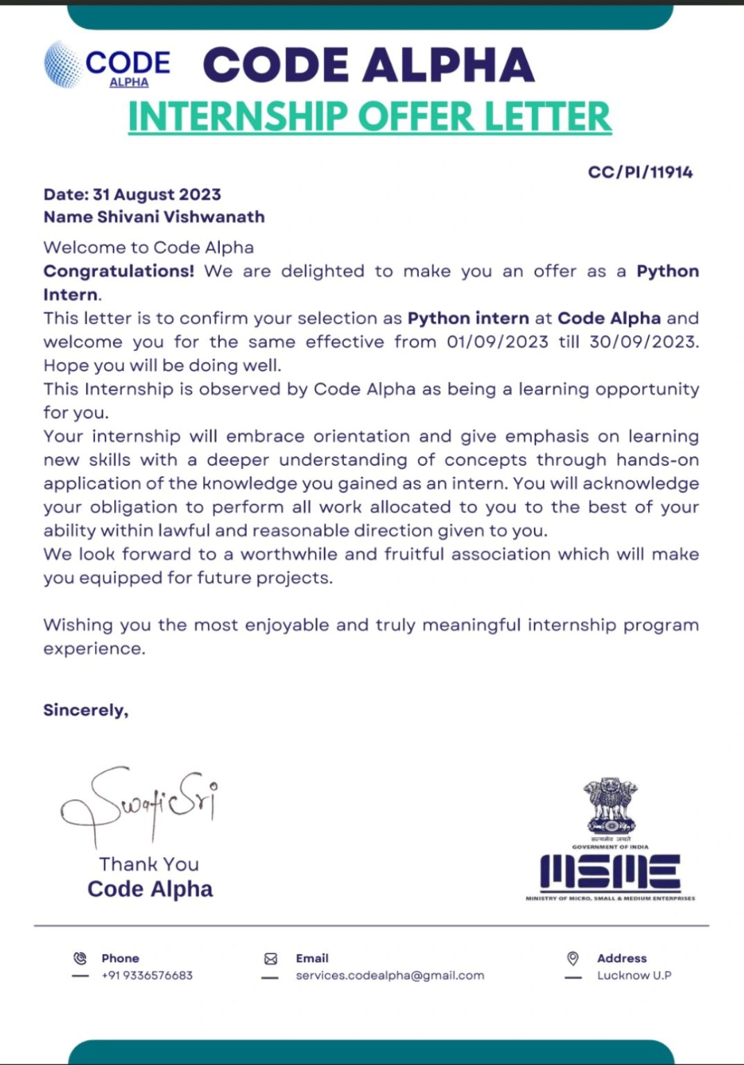 Vishwanath Shivani on LinkedIn: #codealpha #internship #python Vishwanath Shivani on LinkedIn: #codealpha #internship #python