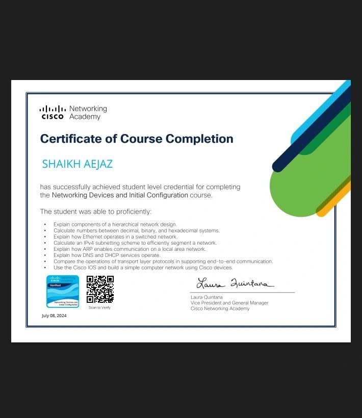 Shaikh Aejaz on LinkedIn: #cisconetworkingacademy Shaikh Aejaz on LinkedIn: #cisconetworkingacademy