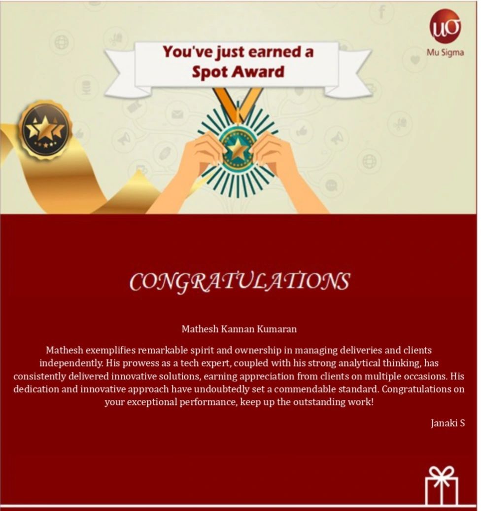 Mathesh Kannan on LinkedIn: #award #recognition #teamwork #grateful # ... Mathesh Kannan on LinkedIn: #award #recognition #teamwork #grateful # ...