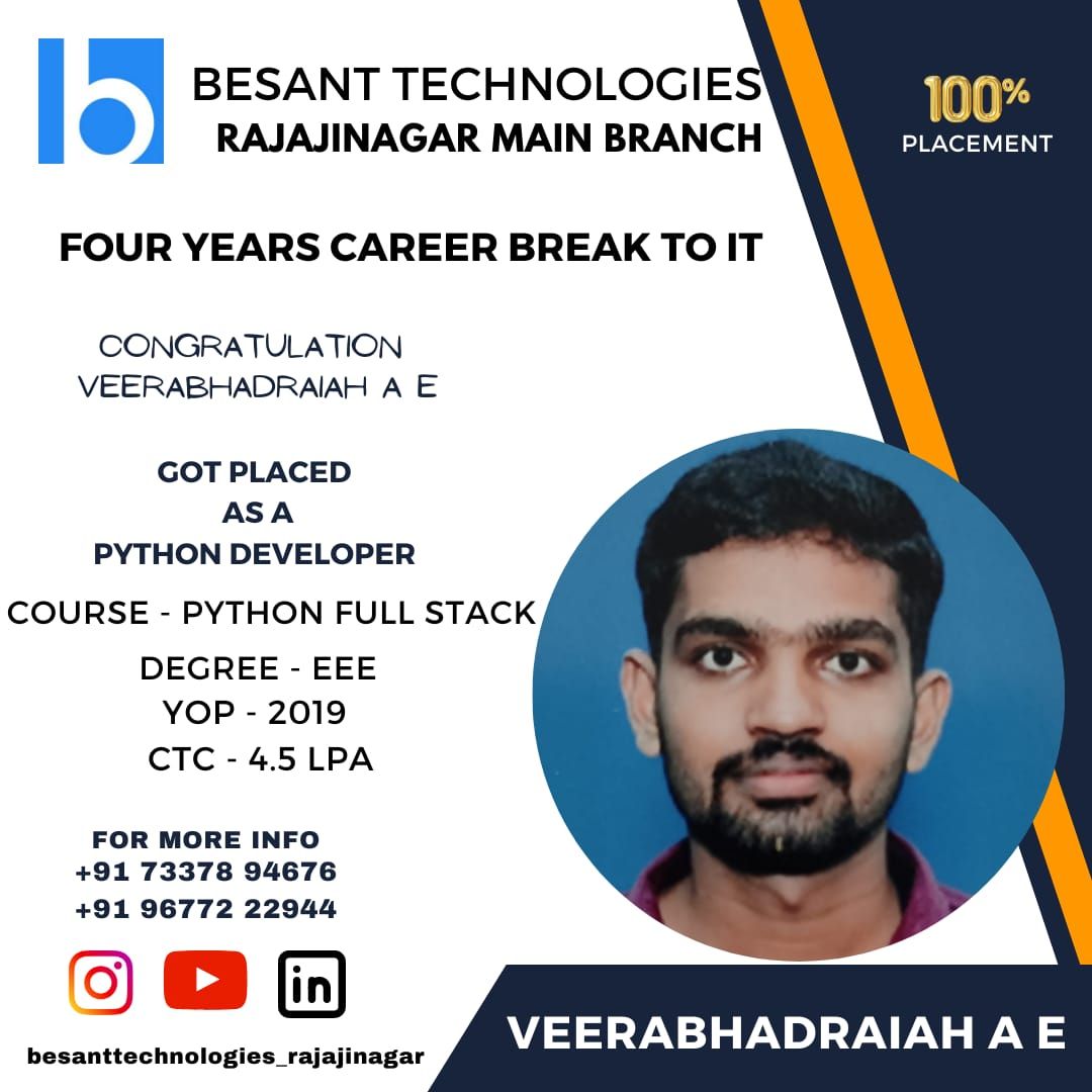 Besant Technologies on LinkedIn: #pythondeveloper #pythontraining # ... Besant Technologies on LinkedIn: #pythondeveloper #pythontraining # ...