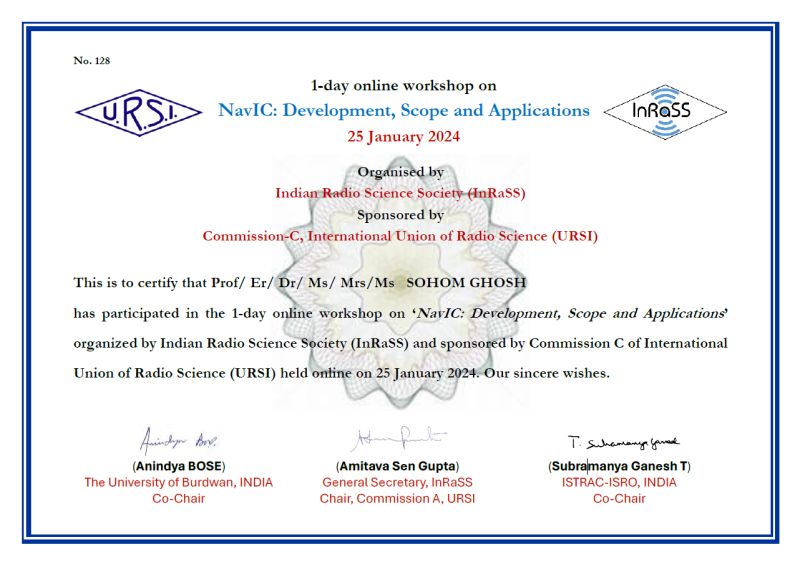 Sohom Ghosh on LinkedIn: #navic #inrass #ursi #navigationtech Sohom Ghosh on LinkedIn: #navic #inrass #ursi #navigationtech