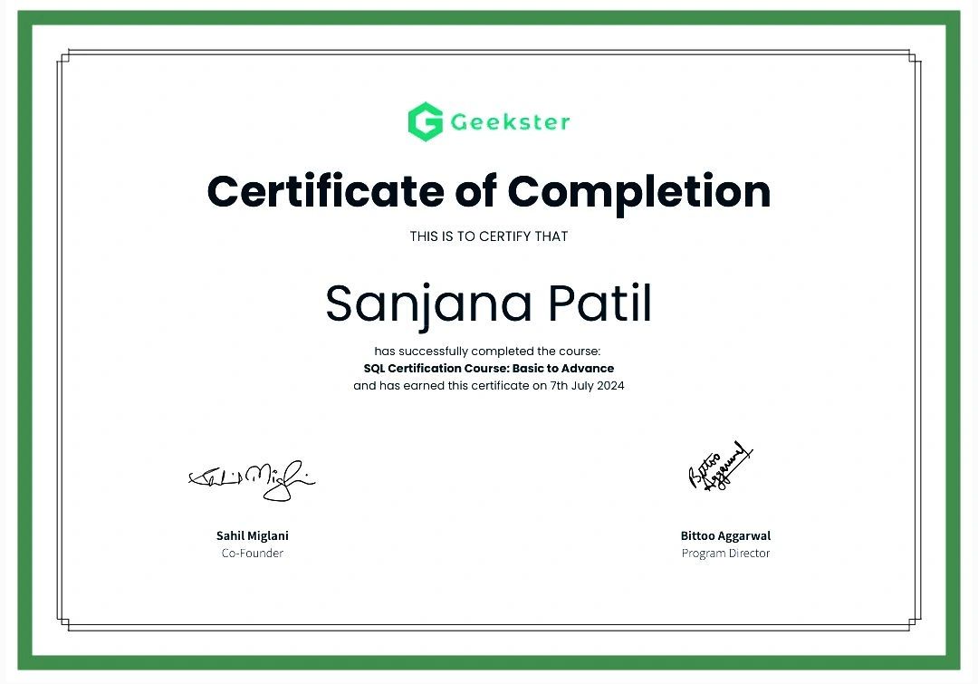 Sanjana Patil on LinkedIn: #sql #geekster Sanjana Patil on LinkedIn: #sql #geekster