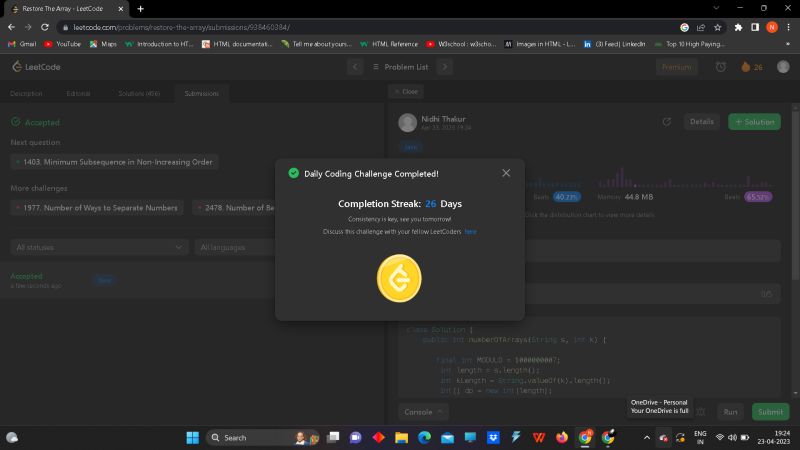 Nidhi Thakur on LinkedIn: #365daysofcode #leetcode #consistencymatters ... Nidhi Thakur on LinkedIn: #365daysofcode #leetcode #consistencymatters ...