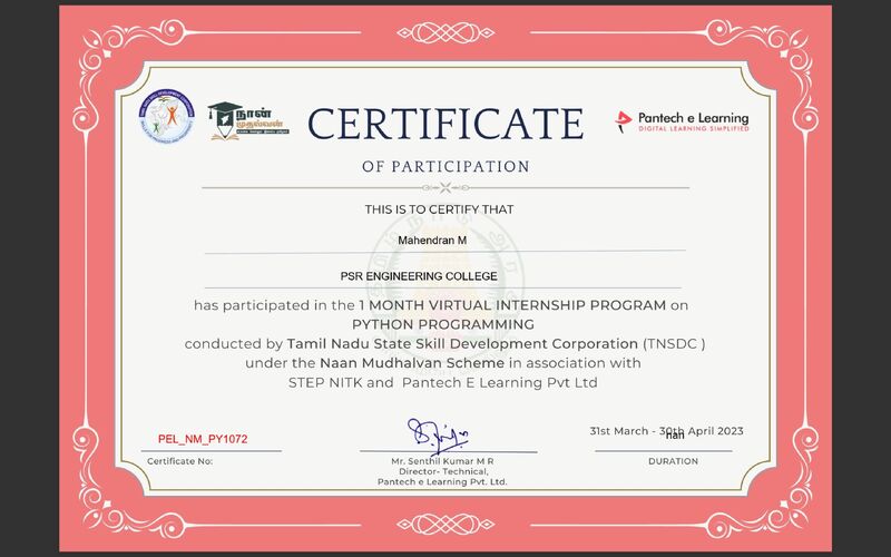 Mahendran Murugan on LinkedIn: #naanmudhalvan #python #codingjourney # ... Mahendran Murugan on LinkedIn: #naanmudhalvan #python #codingjourney # ...