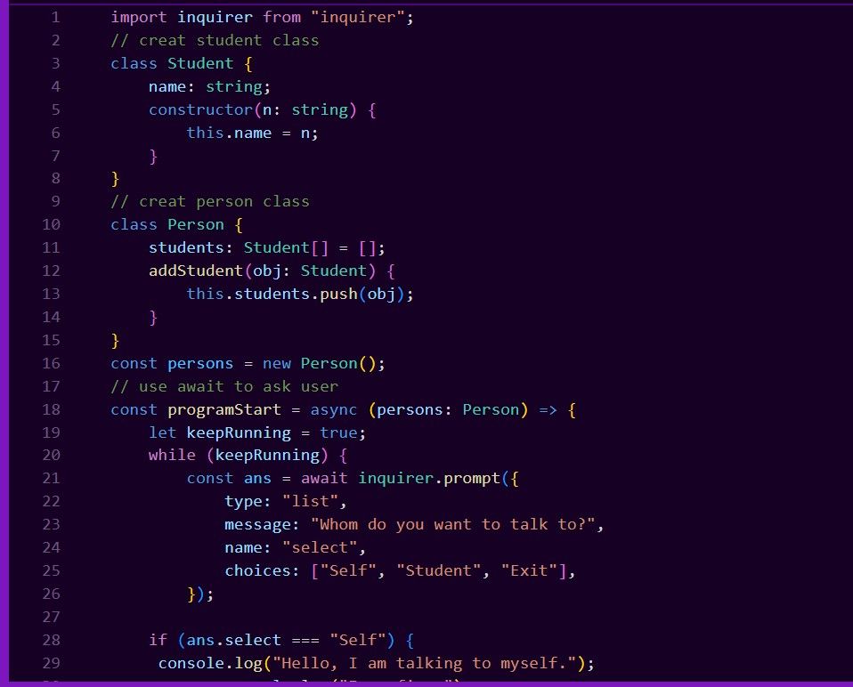 Zahida Abbasi on LinkedIn: #typescript #javascript #inquirerjs #cli # ... Zahida Abbasi on LinkedIn: #typescript #javascript #inquirerjs #cli # ...