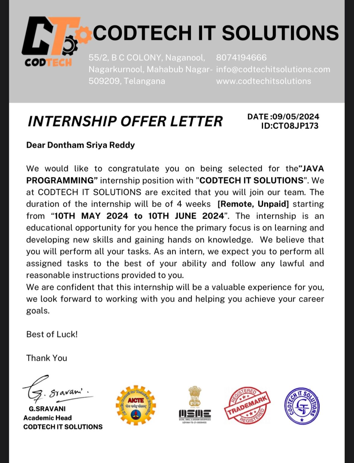 Sriya Reddy Dontham on LinkedIn: #internship #javaprogramming #codtech Sriya Reddy Dontham on LinkedIn: #internship #javaprogramming #codtech