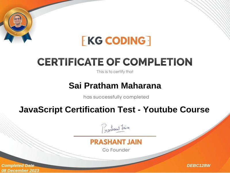 SAI PRATHAM MAHARANA on LinkedIn: #javascript #certificationcomplete # ... SAI PRATHAM MAHARANA on LinkedIn: #javascript #certificationcomplete # ...