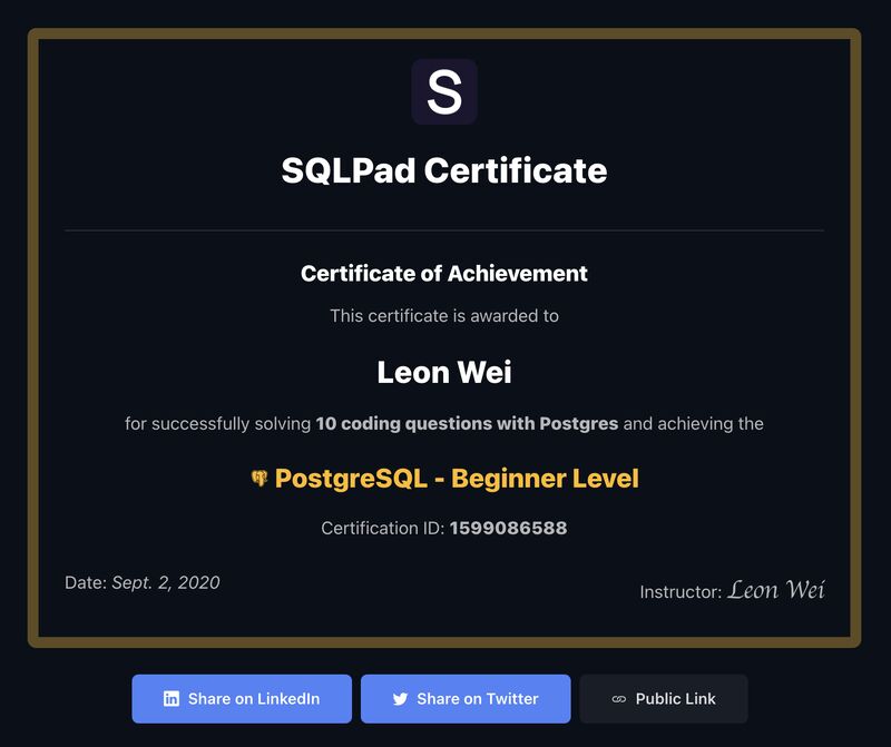 Introducing our new certification system! | SQLPad posted on the topic ... Introducing our new certification system! | SQLPad posted on the topic ...
