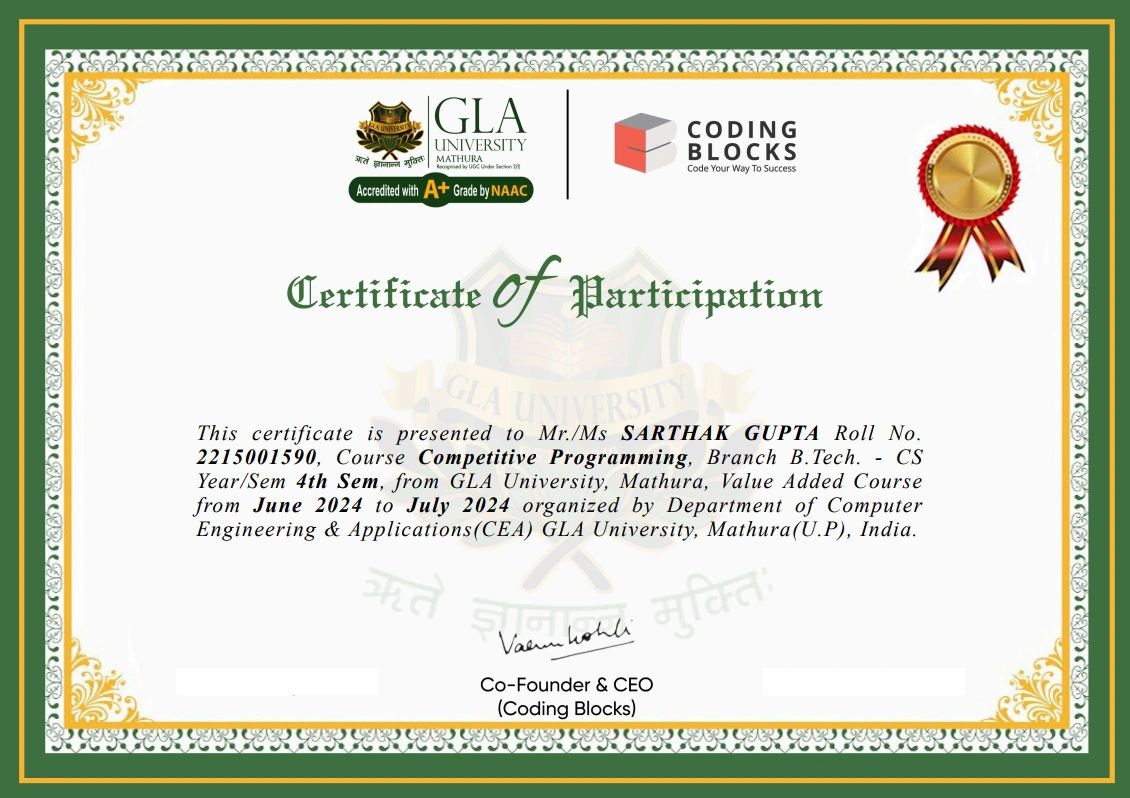 Sarthak Gupta on LinkedIn: #competitiveprogramming #glauniversity # ... Sarthak Gupta on LinkedIn: #competitiveprogramming #glauniversity # ...