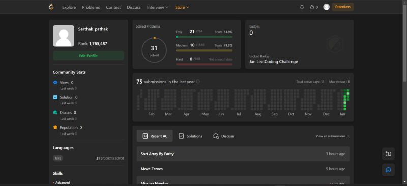 Completed 11 days of Consistent Coding on LeetCode! | Sarthak Pathak ... Completed 11 days of Consistent Coding on LeetCode! | Sarthak Pathak ...