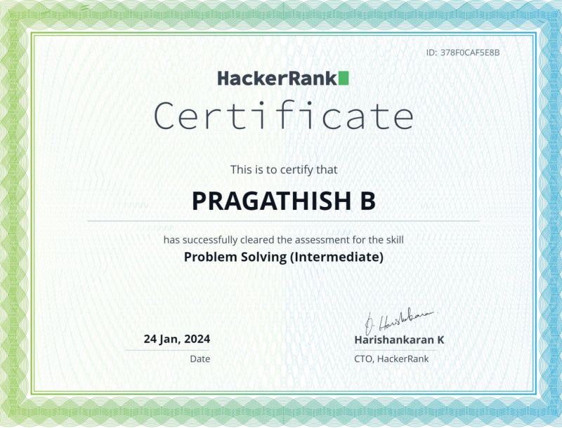 Pragathish B on LinkedIn: #hackerrank #problemsolving Pragathish B on LinkedIn: #hackerrank #problemsolving