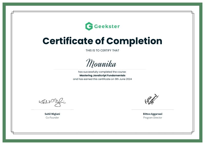 Mounika Tulasi on LinkedIn: #javascript #geekster Mounika Tulasi on LinkedIn: #javascript #geekster