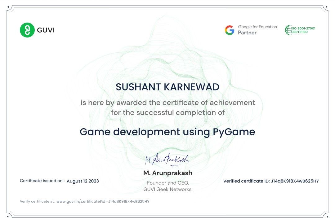 Sushant Karnewad on LinkedIn: Hello , I recently completed my game ... Sushant Karnewad on LinkedIn: Hello , I recently completed my game ...