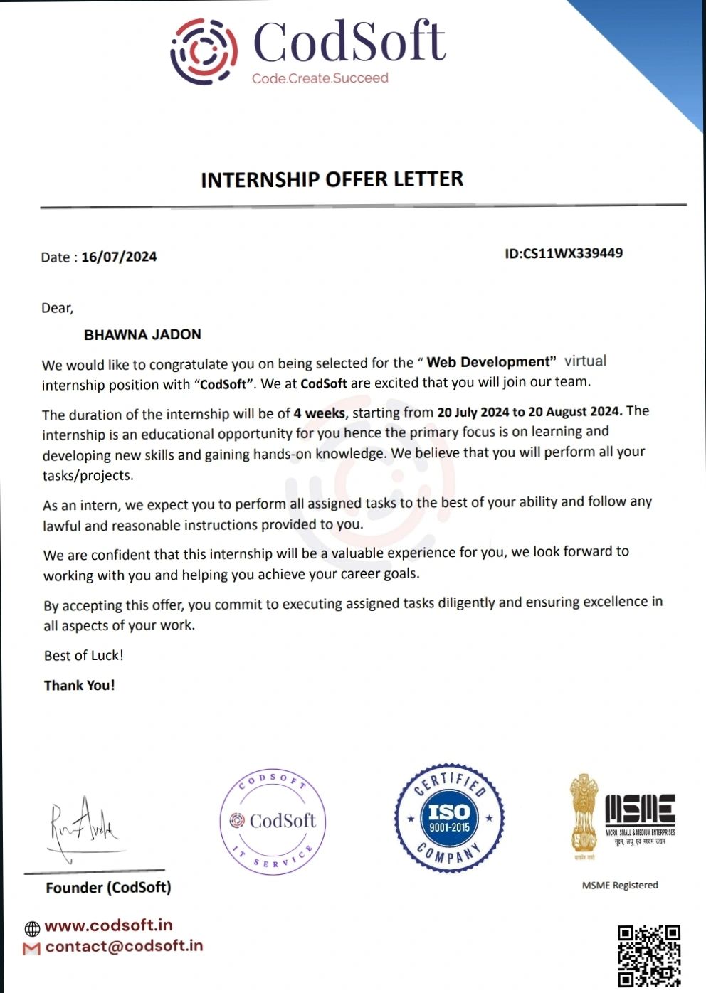 Bhawna Jadon on LinkedIn: #internship #webdevelopment #codsoft # ... Bhawna Jadon on LinkedIn: #internship #webdevelopment #codsoft # ...