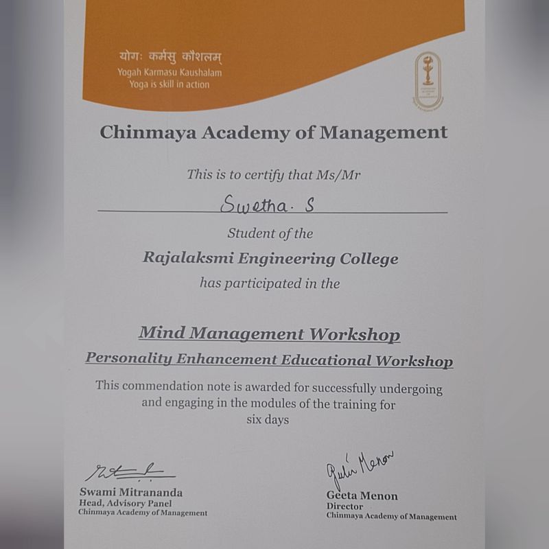 SWETHA SARAVANAKUMAR on LinkedIn: My recent participation in the mind ... SWETHA SARAVANAKUMAR on LinkedIn: My recent participation in the mind ...