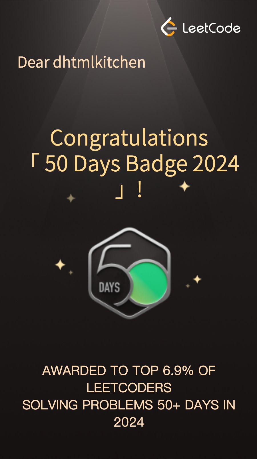 Garrett Smith on LinkedIn: LeetCode 50 Days Badge 2024 Garrett Smith on LinkedIn: LeetCode 50 Days Badge 2024