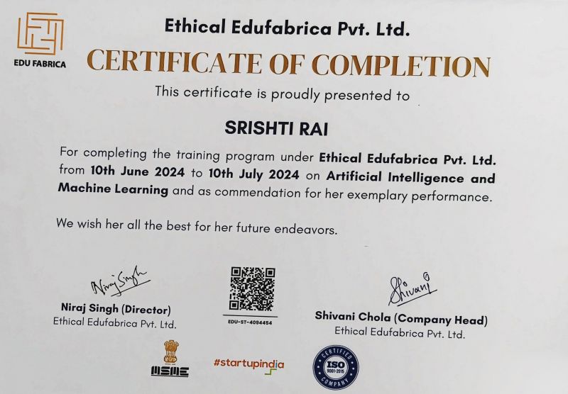 Srishti Rai on LinkedIn: #python #al #ml #datascience #edufabrica Srishti Rai on LinkedIn: #python #al #ml #datascience #edufabrica
