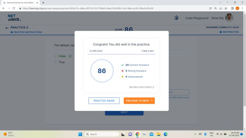Dhan Raj Mallela on LinkedIn: #day84 #nxtwave #ccbp #ccbpian # ... Dhan Raj Mallela on LinkedIn: #day84 #nxtwave #ccbp #ccbpian # ...