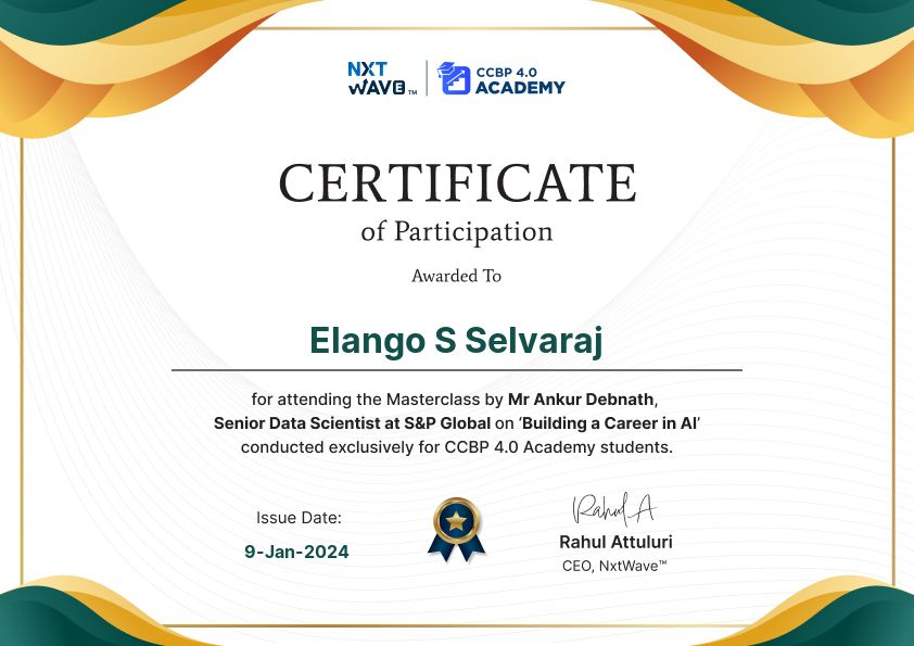 Elango Selvaraj on LinkedIn: #nxtwaverahulattuluri #nxtwaveccbp # ... Elango Selvaraj on LinkedIn: #nxtwaverahulattuluri #nxtwaveccbp # ...