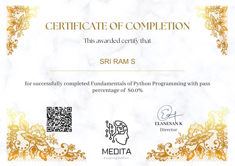 SRI RAM S on LinkedIn: #python #java #programming #certificate # ... SRI RAM S on LinkedIn: #python #java #programming #certificate # ...