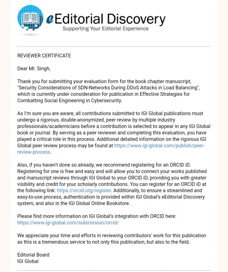 rohit kumar singh on LinkedIn: Got one more reviewer certificate. rohit kumar singh on LinkedIn: Got one more reviewer certificate.