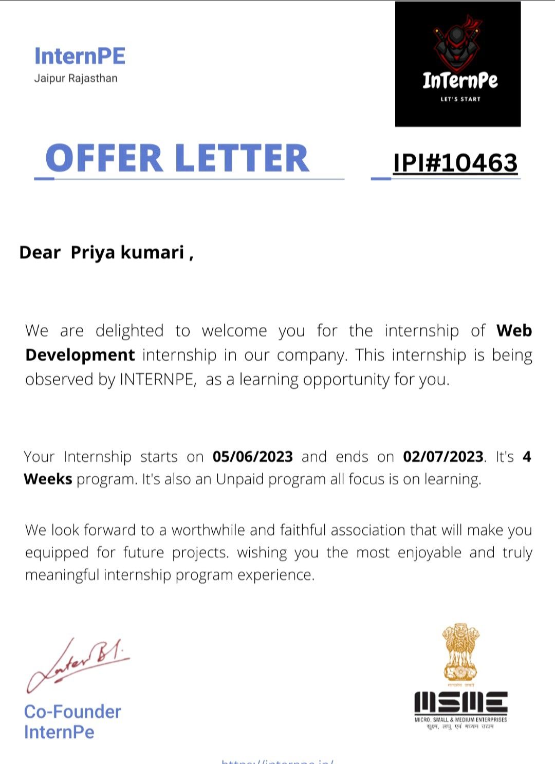 Priya Kumari on LinkedIn: #internpe #internship #webdevelopment Priya Kumari on LinkedIn: #internpe #internship #webdevelopment