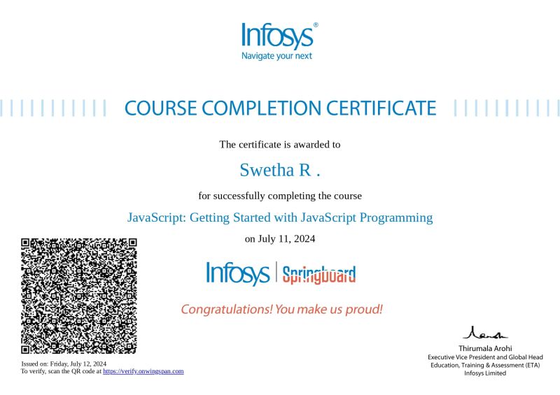 Swetha Ramesh on LinkedIn: #javascript #webdevelopment #continuouslearning Swetha Ramesh on LinkedIn: #javascript #webdevelopment #continuouslearning