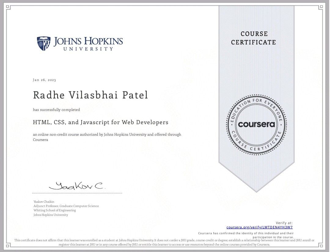 Radhe Patel on LinkedIn: #html #css #javascript #webdevelopment Radhe Patel on LinkedIn: #html #css #javascript #webdevelopment