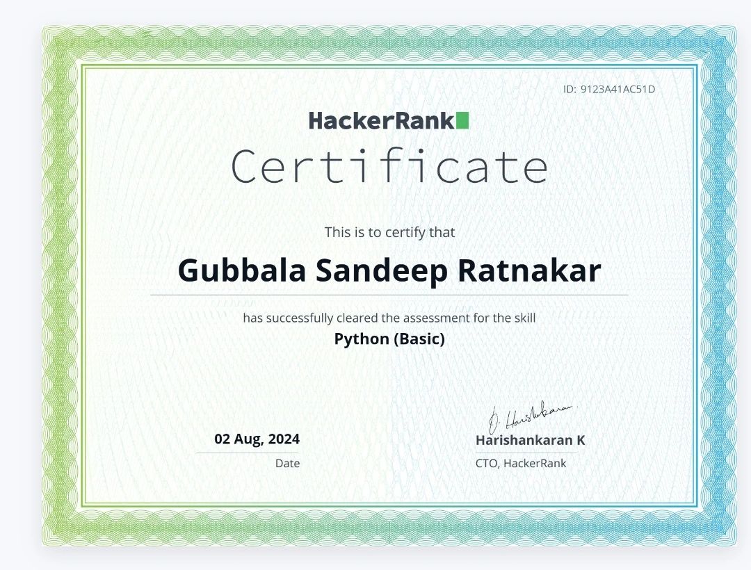 Gubbala sandeep ratnakar on LinkedIn: I completed assessments in python ... Gubbala sandeep ratnakar on LinkedIn: I completed assessments in python ...