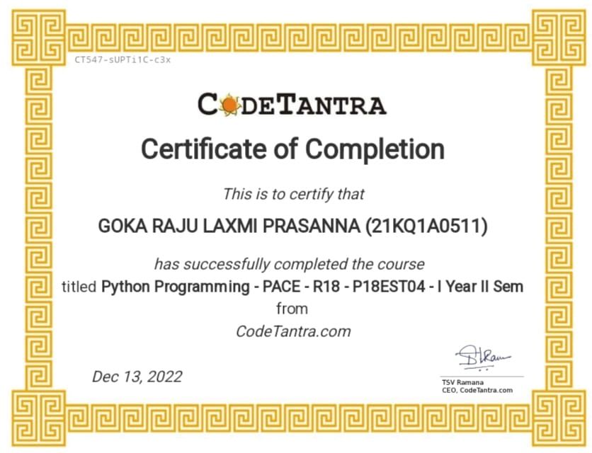 Laxmi Prasanna Gokaraju on LinkedIn: #pythonprogramming #codetantra # ... Laxmi Prasanna Gokaraju on LinkedIn: #pythonprogramming #codetantra # ...