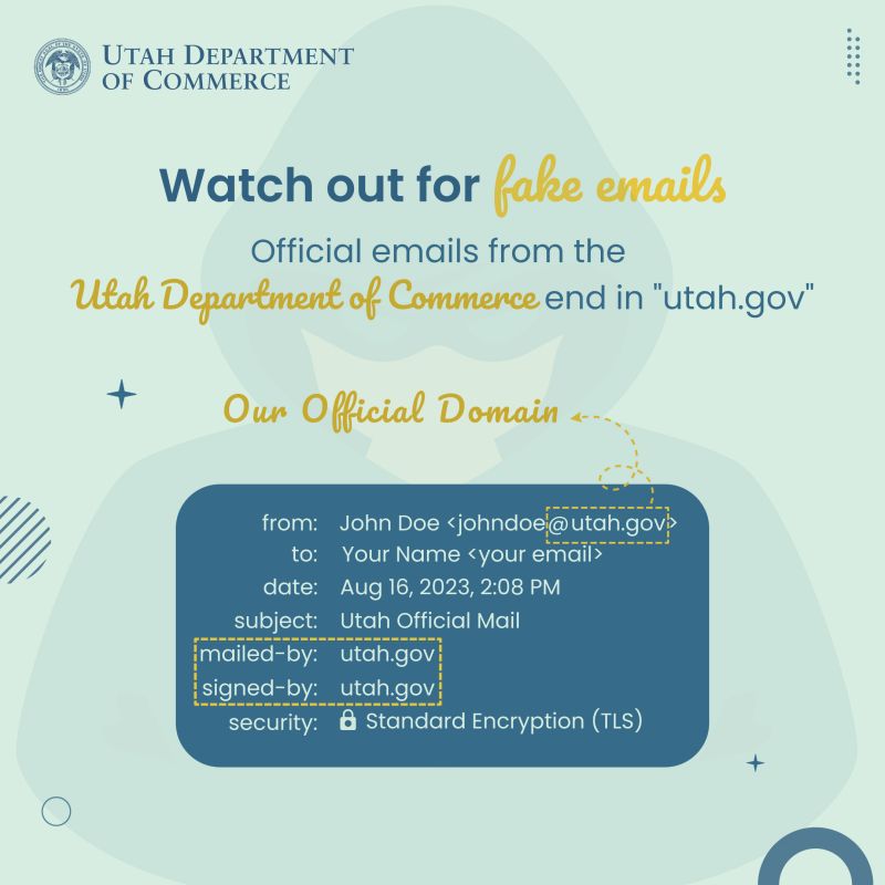 Utah Department of Commerce on LinkedIn: Scammers are using a fake Utah ... Utah Department of Commerce on LinkedIn: Scammers are using a fake Utah ...