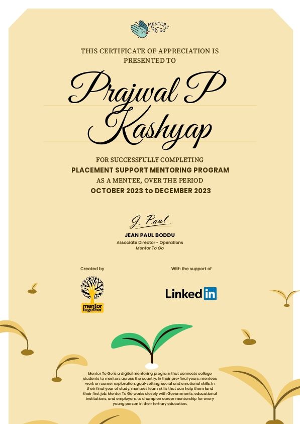 I recommend Mentor Together for mentoring students. | Prajwal P Kashyap ... I recommend Mentor Together for mentoring students. | Prajwal P Kashyap ...